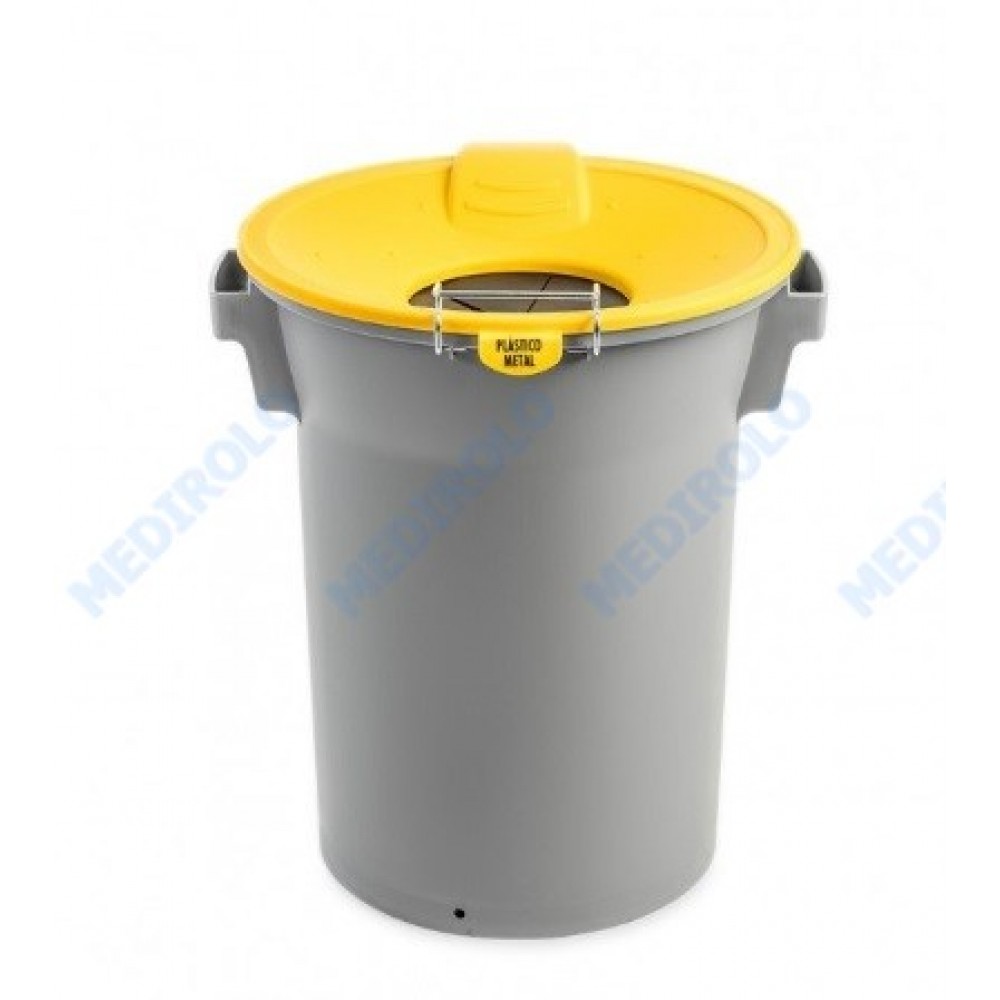 BALDE CINZA C/ TAMPA FUNIL AMARELA 52L
